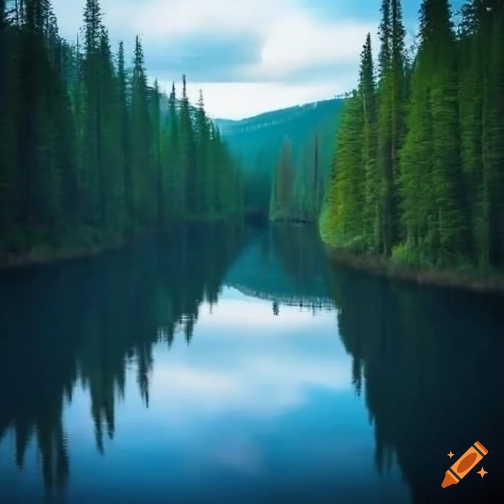 Chulym river in the taiga of krasnoyarsk krai, a sacred place on Craiyon