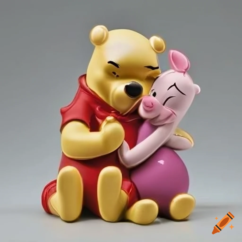 Winnie the pooh and piglet hugging in a looney tunes style ceramic on ...