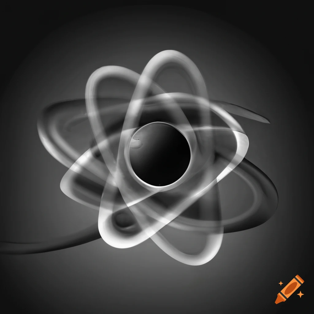 Atom in black and white on Craiyon