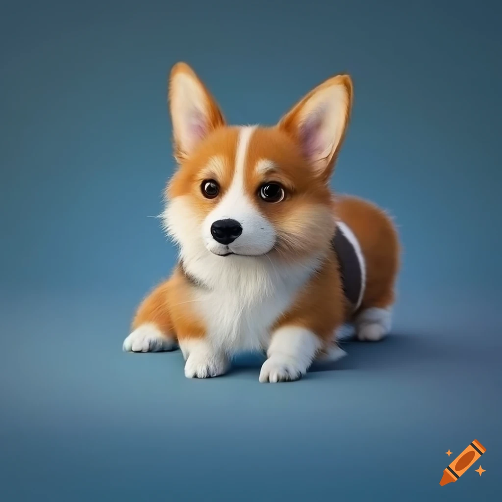 Adorable fluffy corgi in 3D render with Pixar animation style on Craiyon