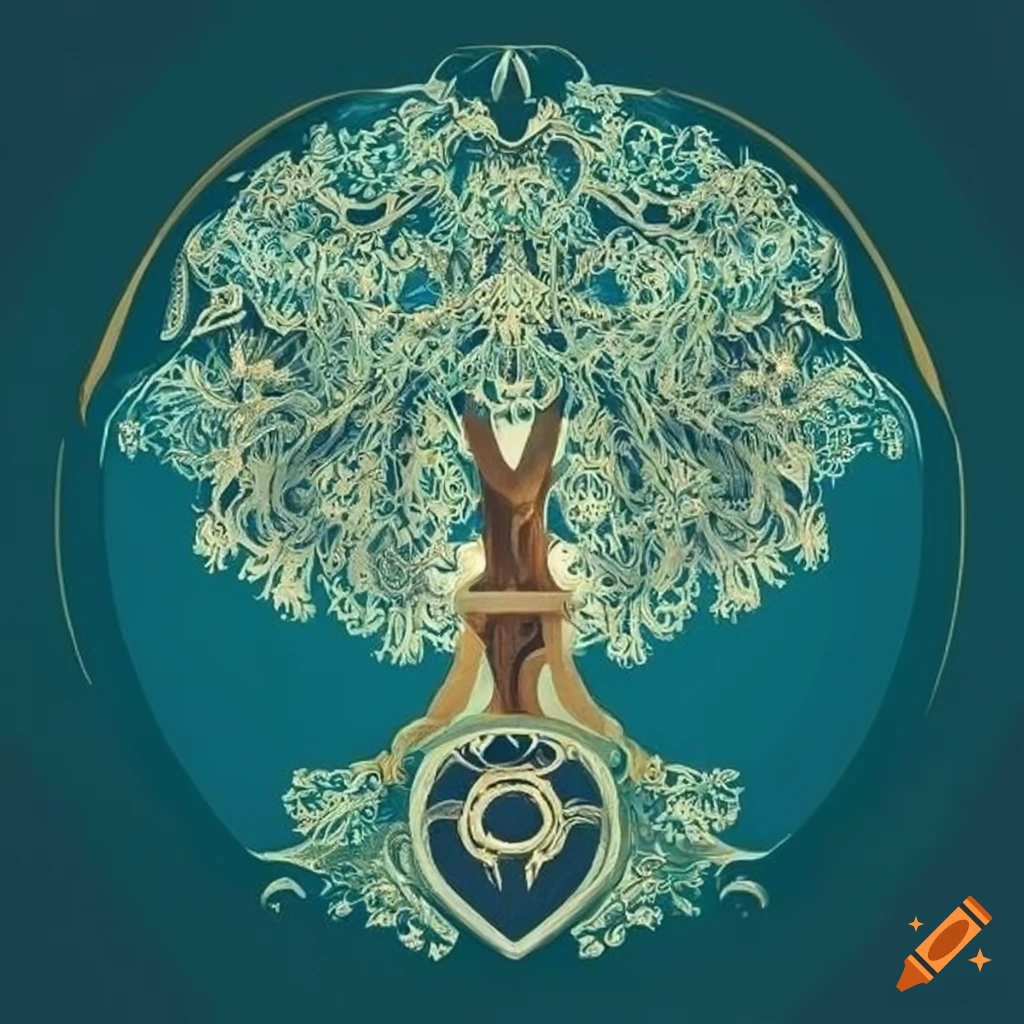 Military symbol with intricate design and a regal willow tree on Craiyon