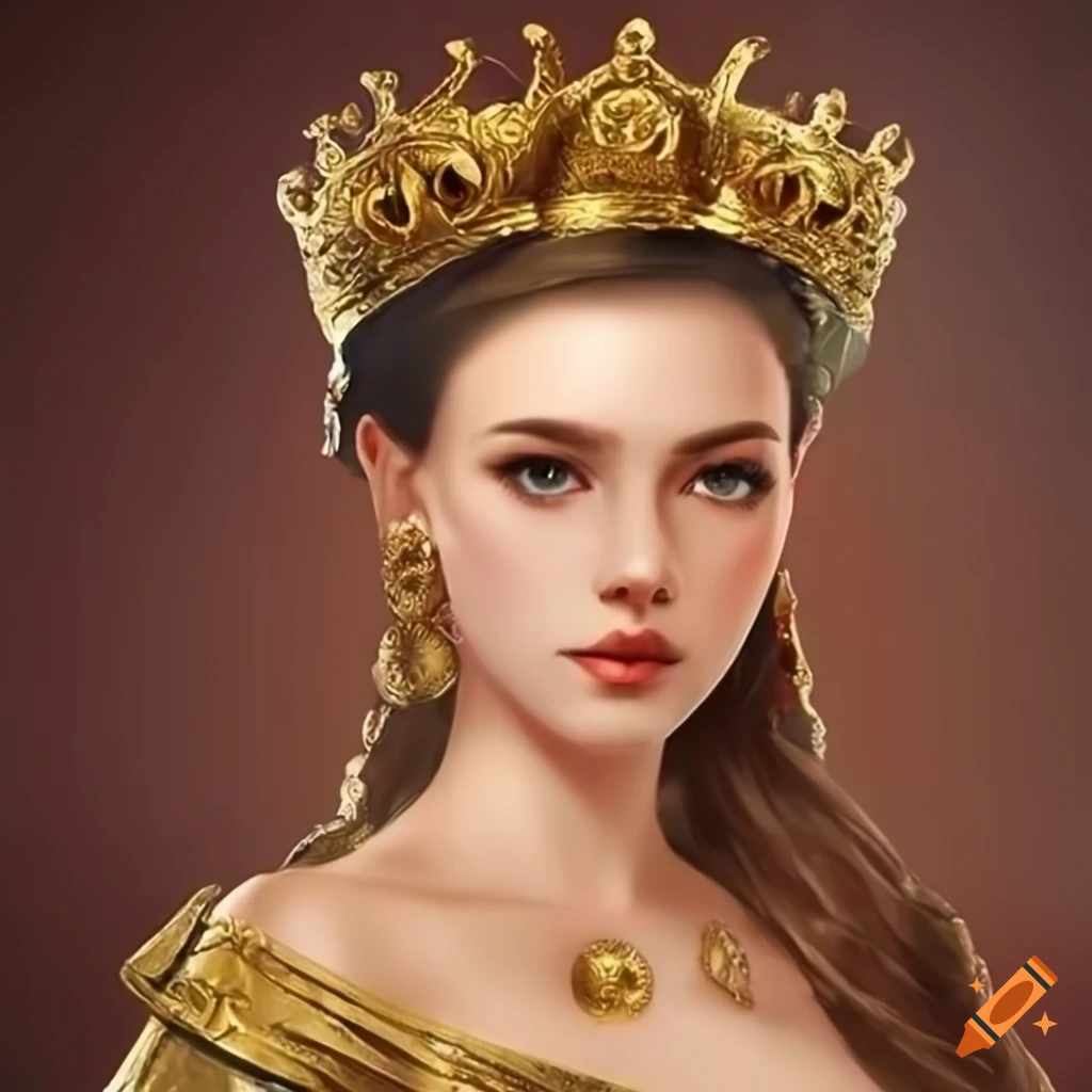 Portrait of a young Roman empress in a luxurious imperial hall on Craiyon