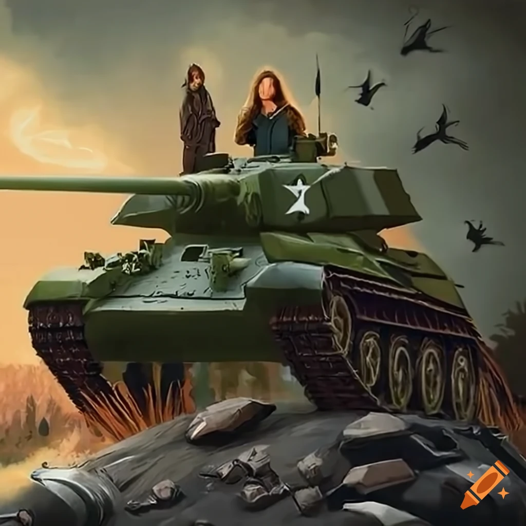 Aragorn driving a t-34 tank on Craiyon