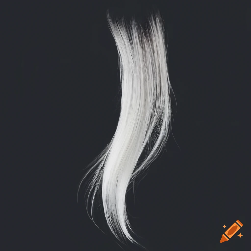 Straight white hair strands on black background on Craiyon