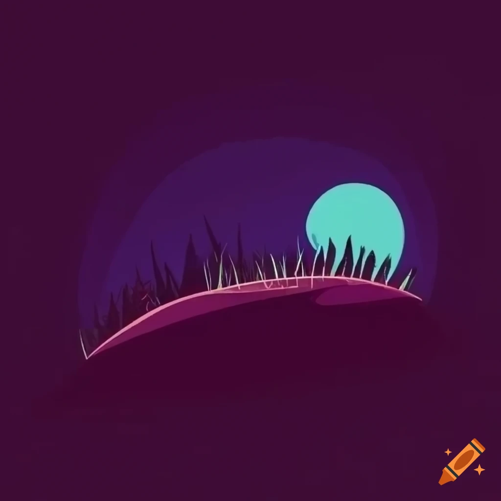 Adventure Time-style grassland at night with tall grass on Craiyon