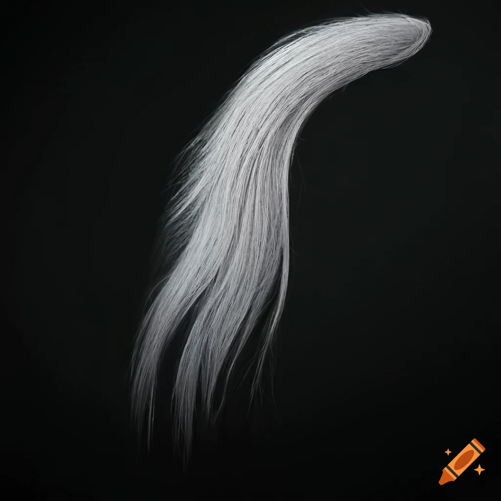 White hair strands on black background on Craiyon