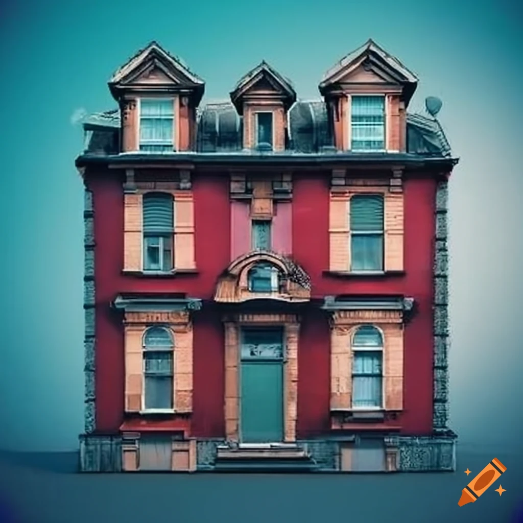 Front facing view of small buildings on Craiyon