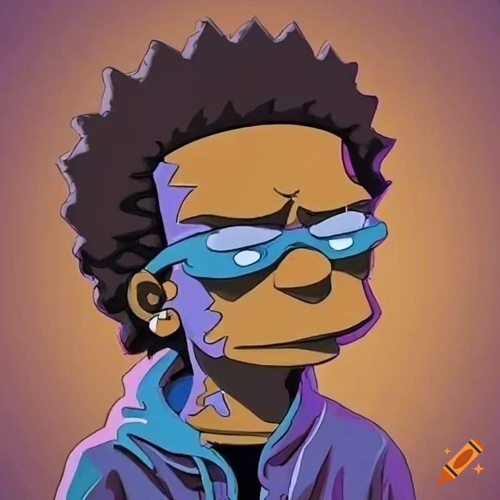 African American Bart Simpson in Boondocks art style with a gangster ...