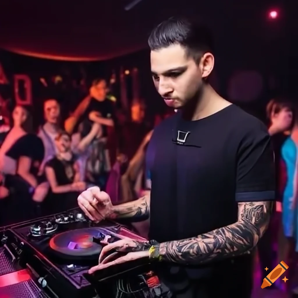 Dj performing in front of a crowd on Craiyon