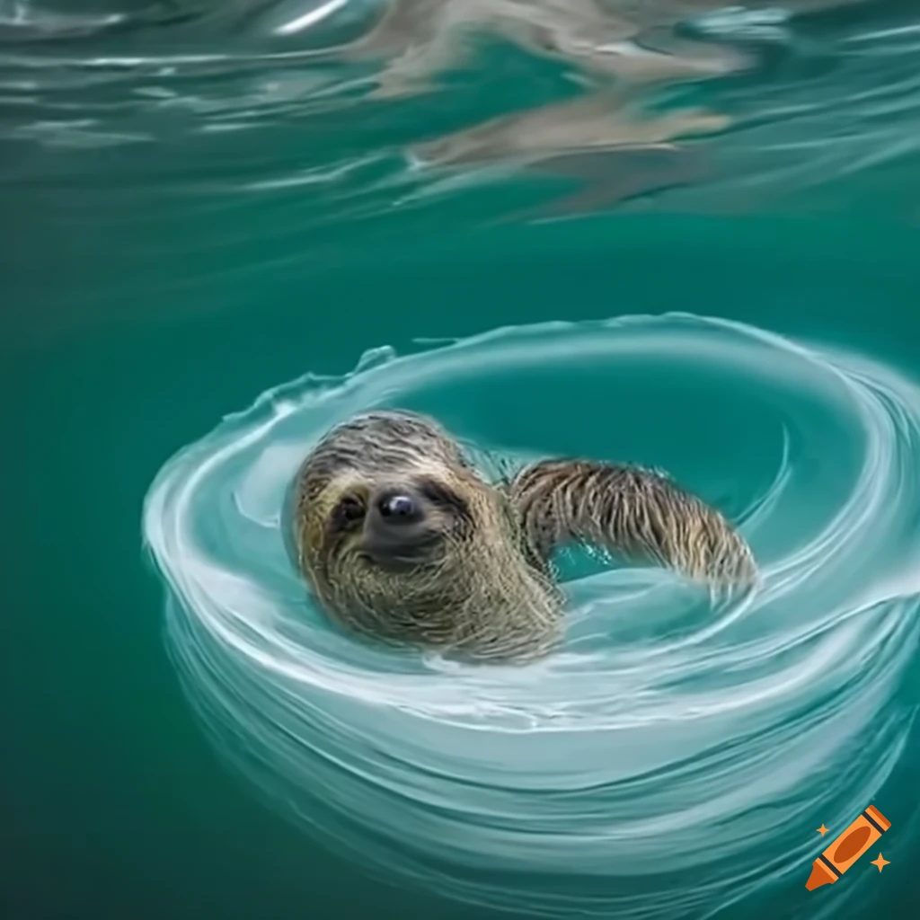 Sloth swimming in a whirlpool on Craiyon