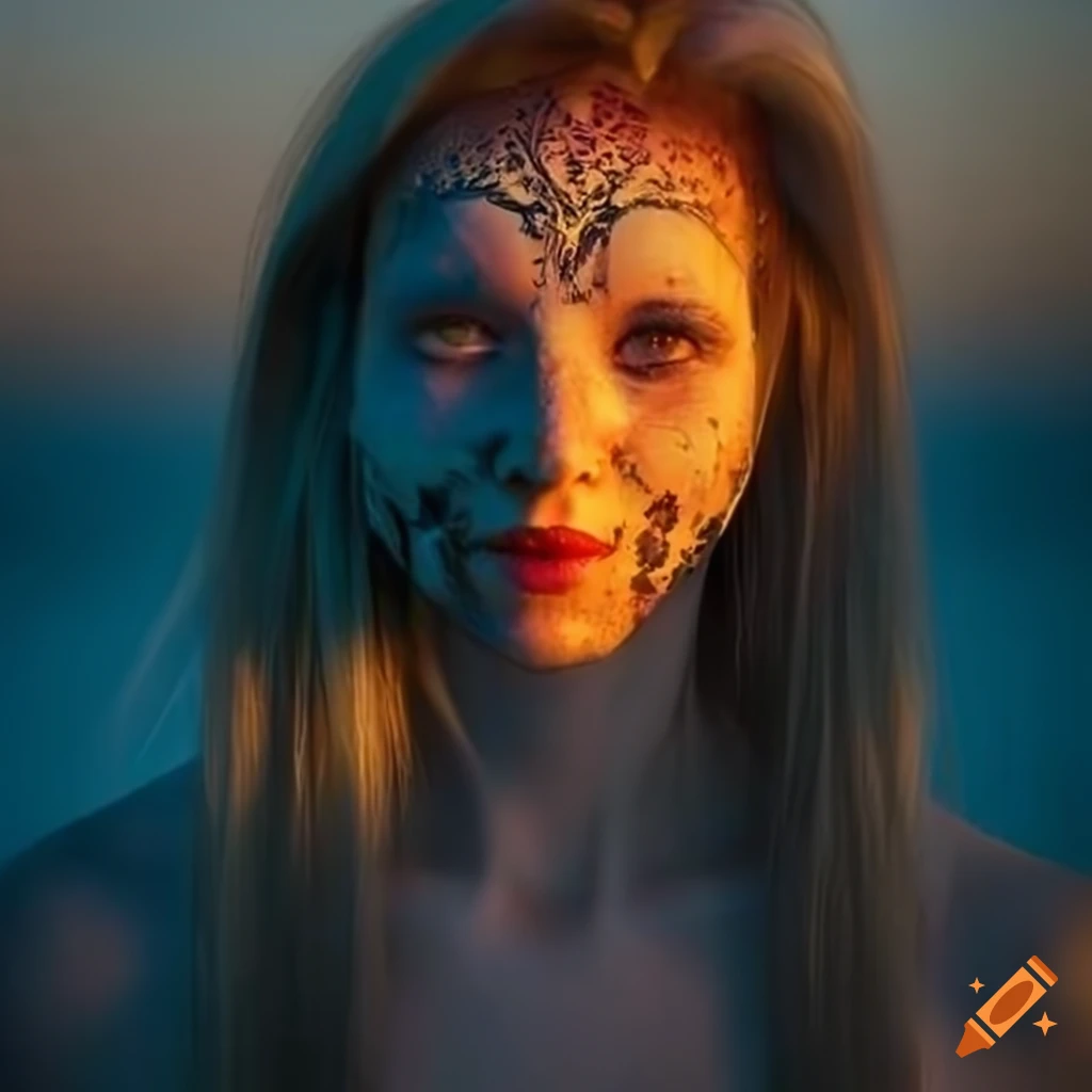 Portrait of a dragon woman with fractal scales and a captivating face on Craiyon