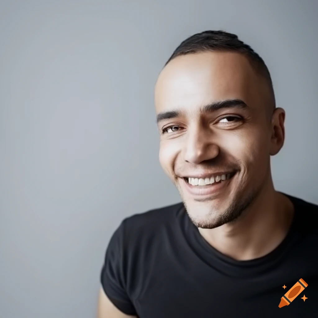 Smiling man on light gray background on Craiyon