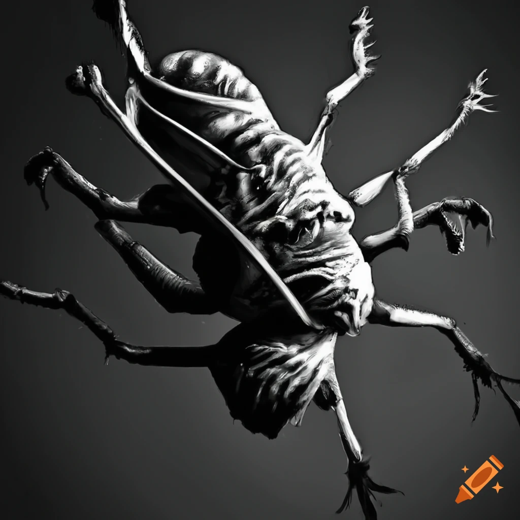 Black and white mutant insect on Craiyon