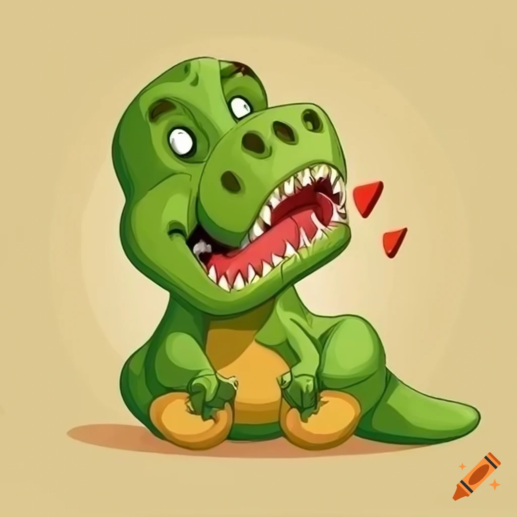 Cute sleeping t-rex cartoon character on Craiyon