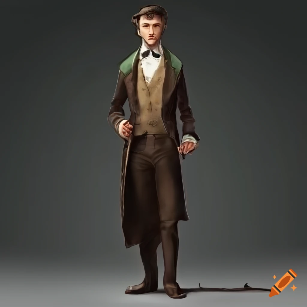 Victorian era male detective in full body portrayal on Craiyon