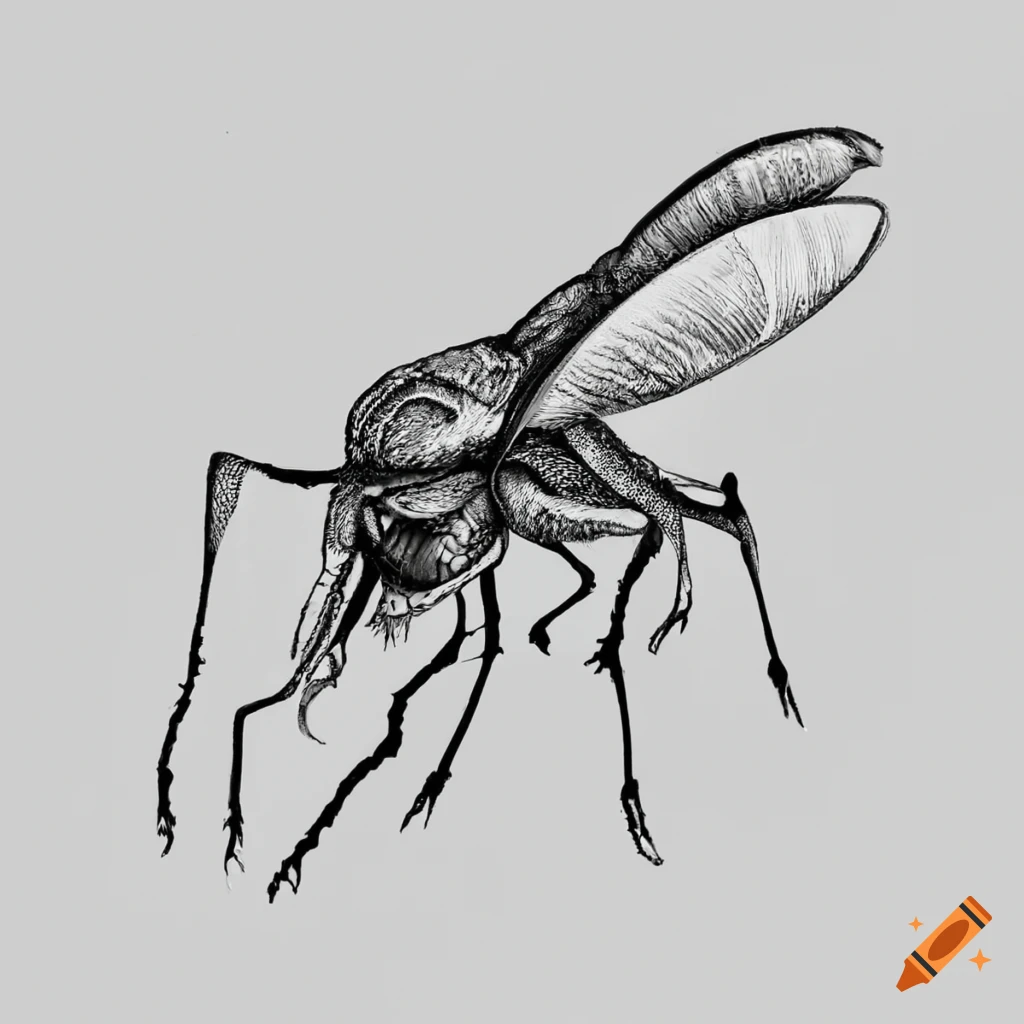 Black and white mutant insect on Craiyon