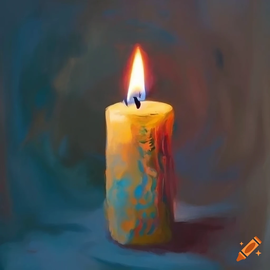 Stunning pastor oil painting of a flickering candle with intricate ...