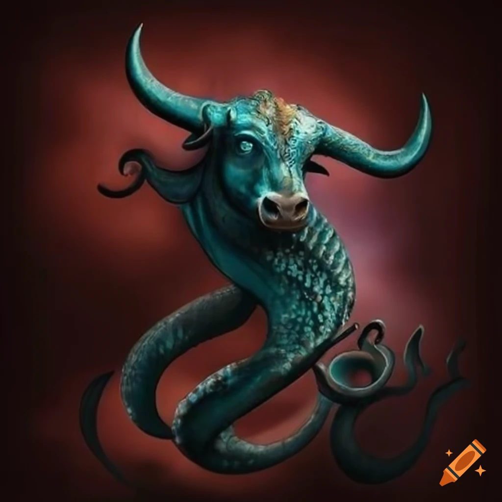 Mythical sea creature with bull head and long tentacles on Craiyon