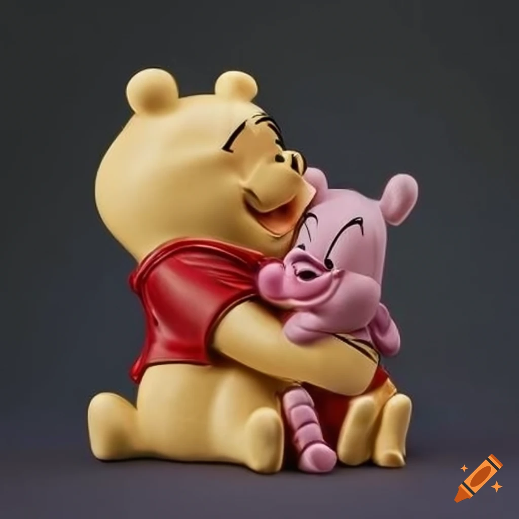 Winnie the Pooh and Piglet hugging in a Looney Tunes style ceramic on ...