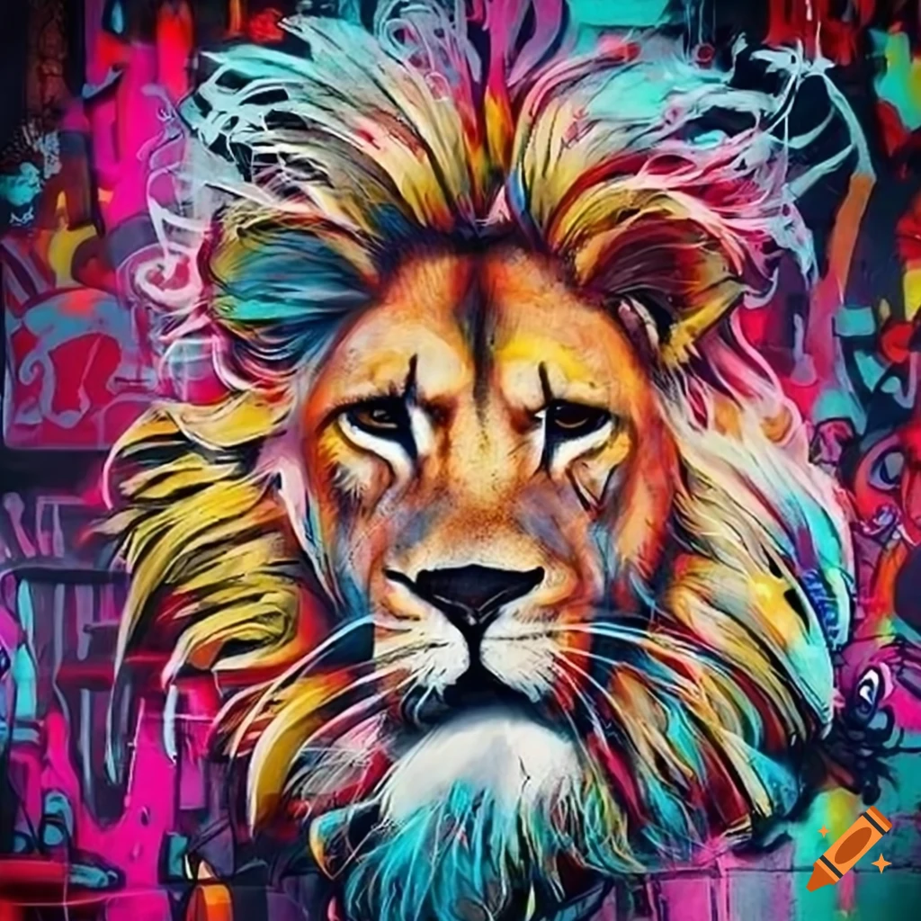 Graffiti lion art on Craiyon