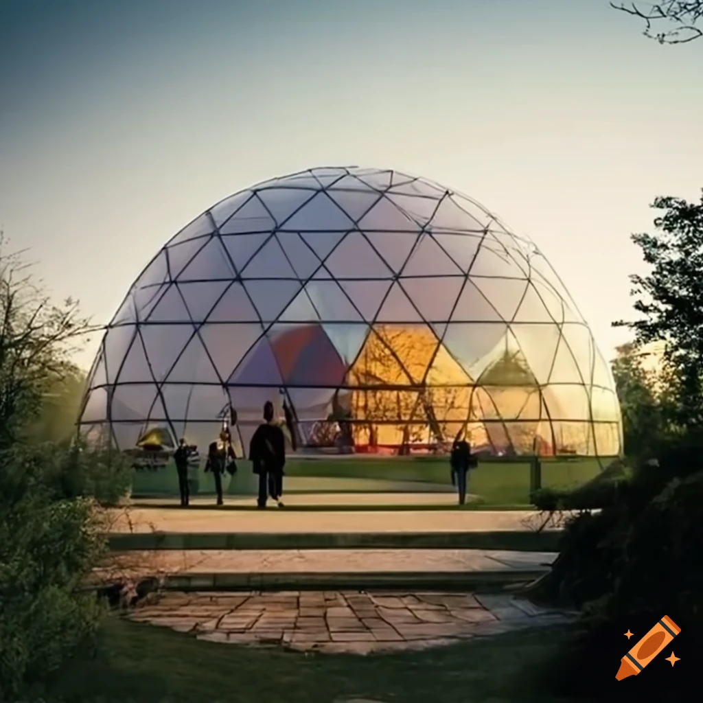 Glass dome around a school campus on Craiyon