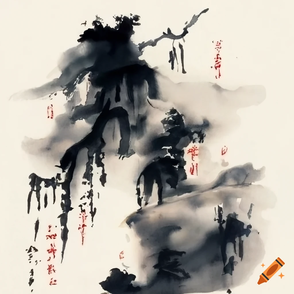 Chinese ink painting on Craiyon