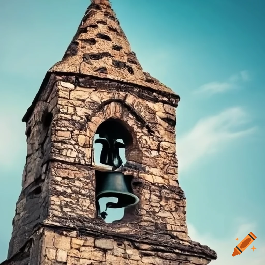 Medieval church bells in a stone tower on Craiyon