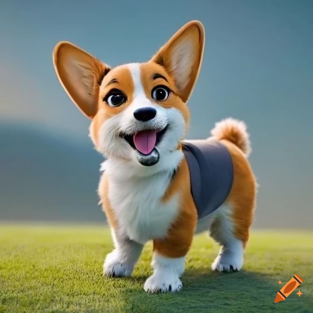 Charming corgi with expressive eyes in 3d pixar style on Craiyon