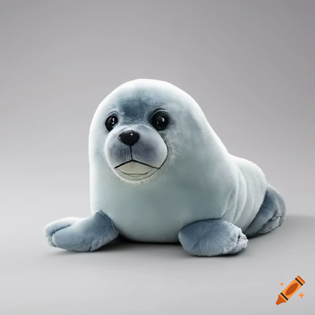 Cute and cuddly plush baby seal toy on Craiyon