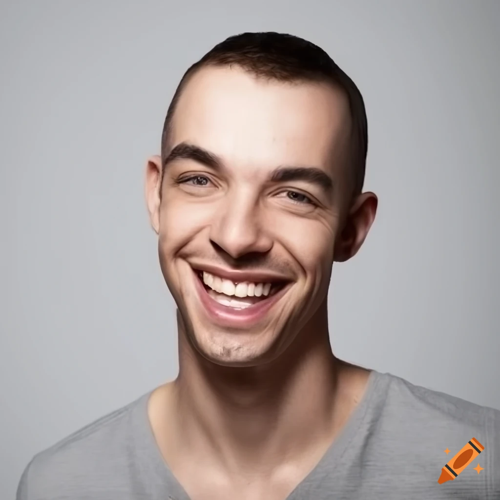 Smiling man on light gray background on Craiyon