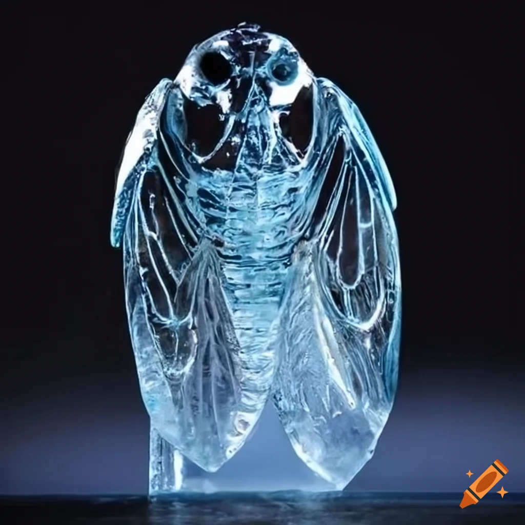 Cicada ice sculpture on Craiyon