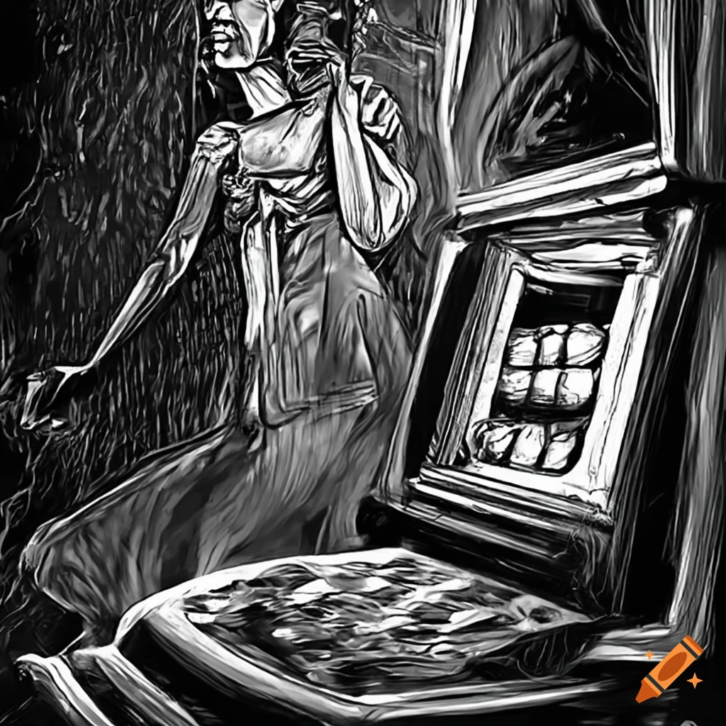 Person in front of a gambling machine on Craiyon