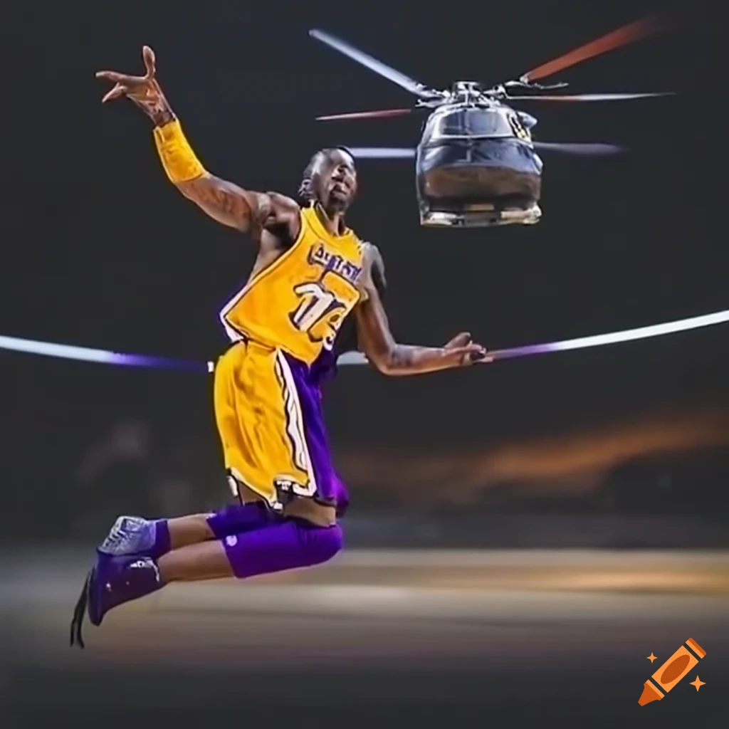Kobe Bryant piloting a helicopter on Craiyon