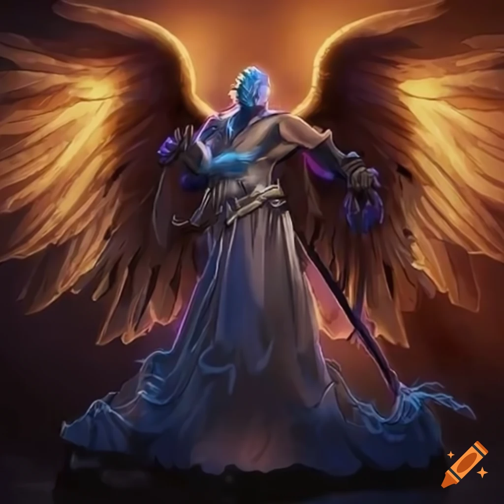 Ethereal monstrous angel with powerful radiant fists on Craiyon