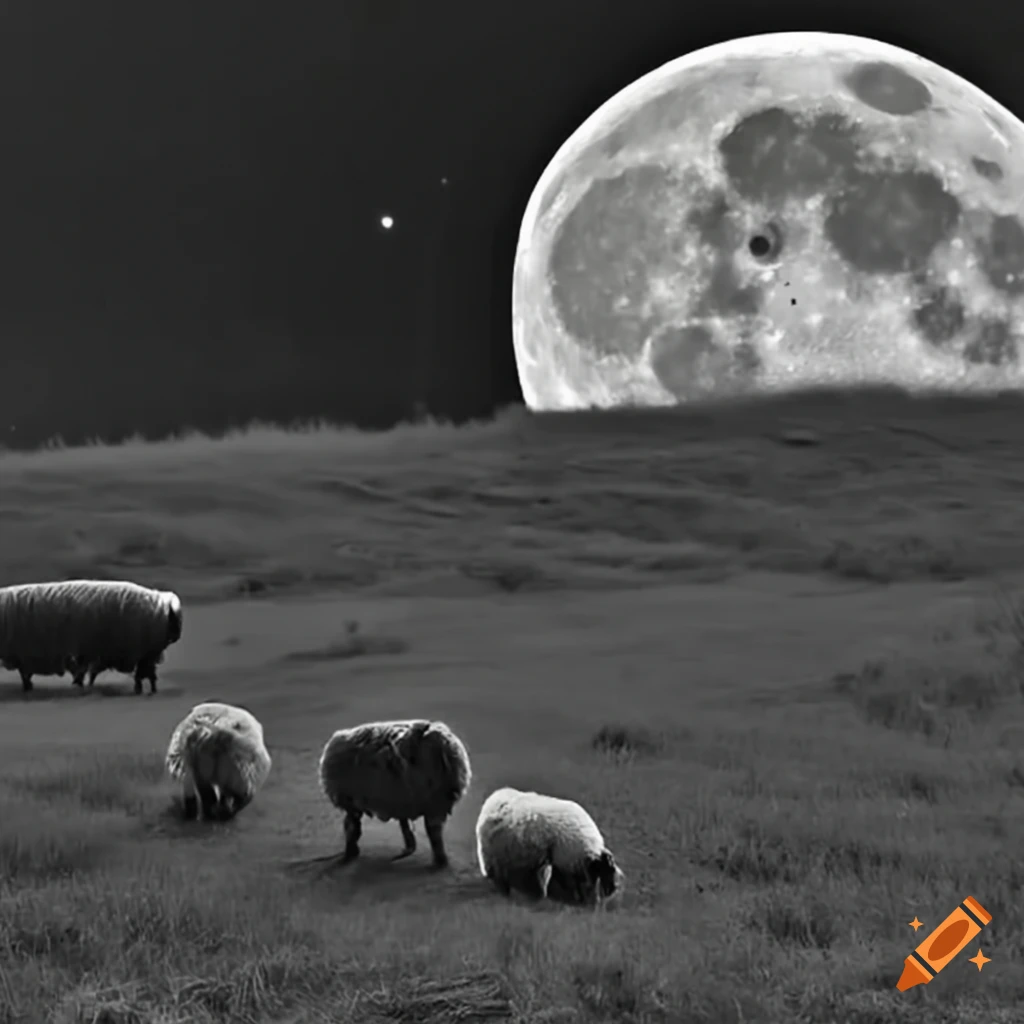 Robotic sheep grazing on the moon on Craiyon