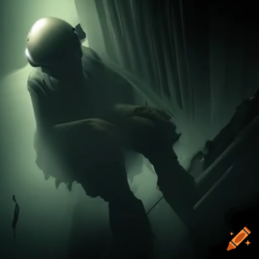 First person view in an escape room with darkness approaching on Craiyon