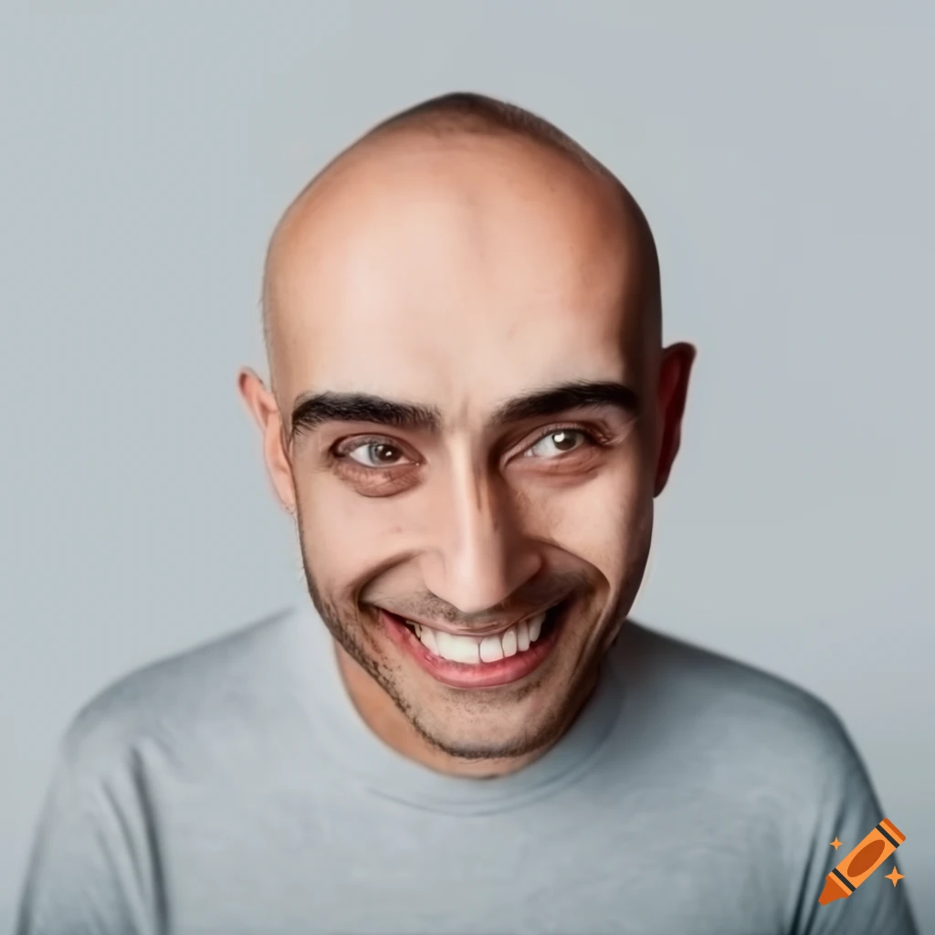 Smiling man with three eyes on gray background on Craiyon