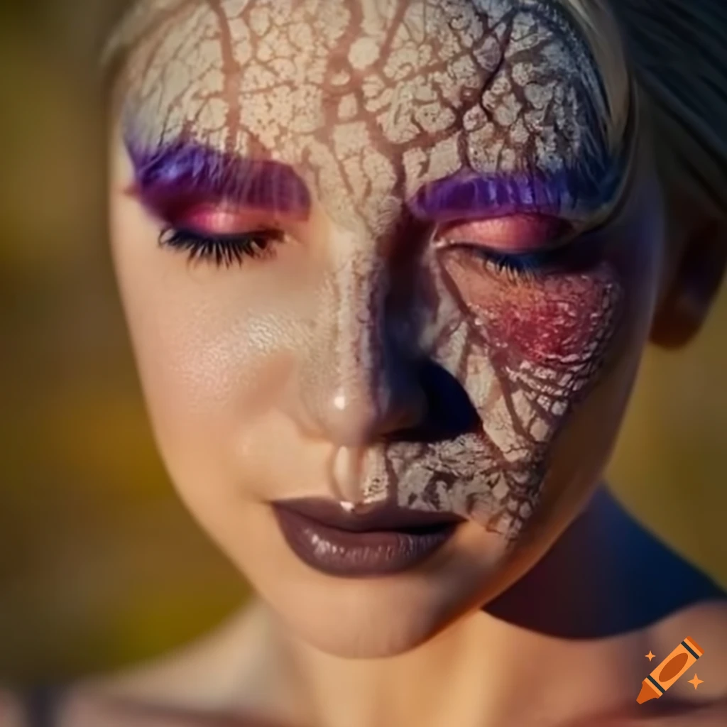 Portrait of an enchanting dragon woman with fractal scales and a ...
