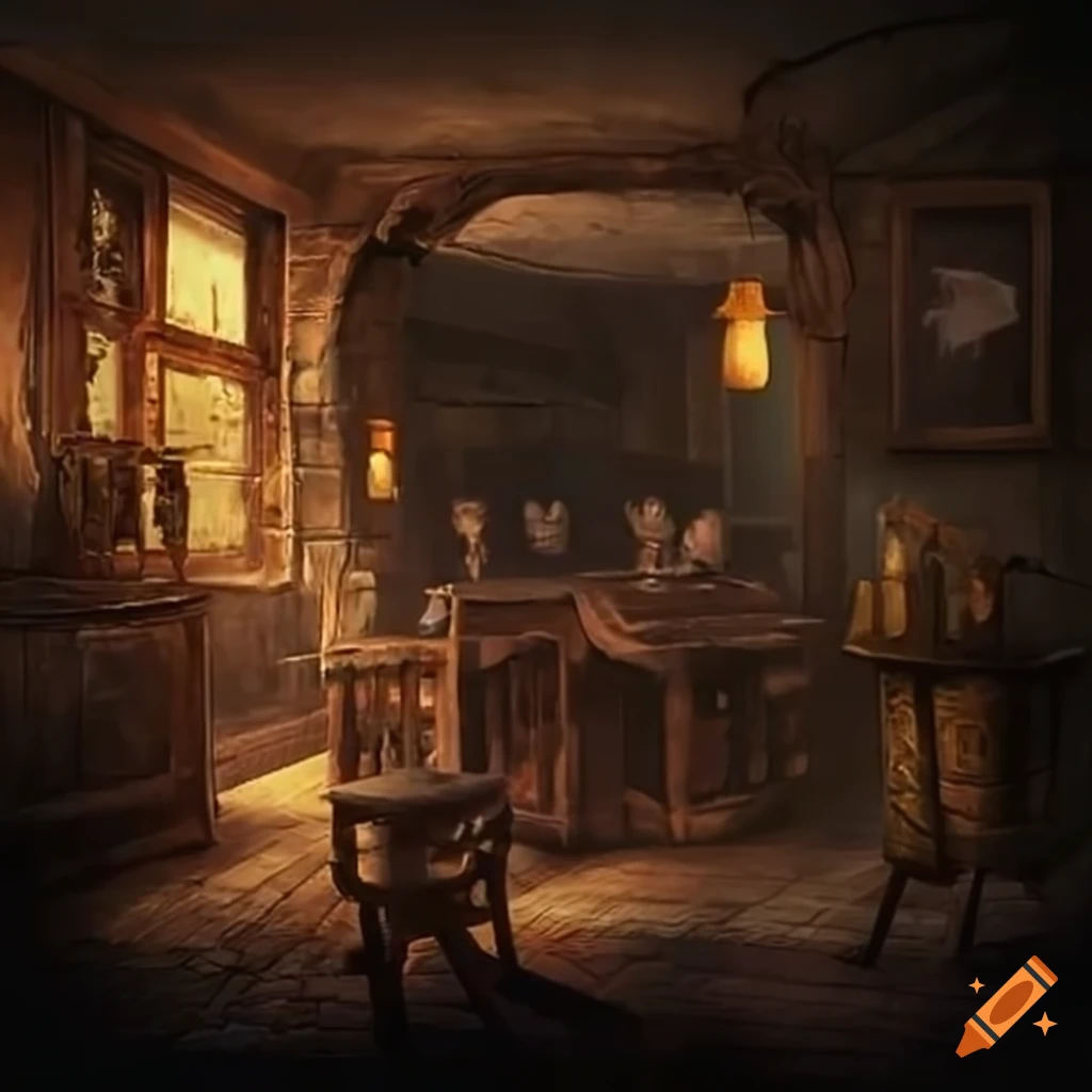 Old tavern with a welcoming banner saying 'welcome to the hunt' on Craiyon