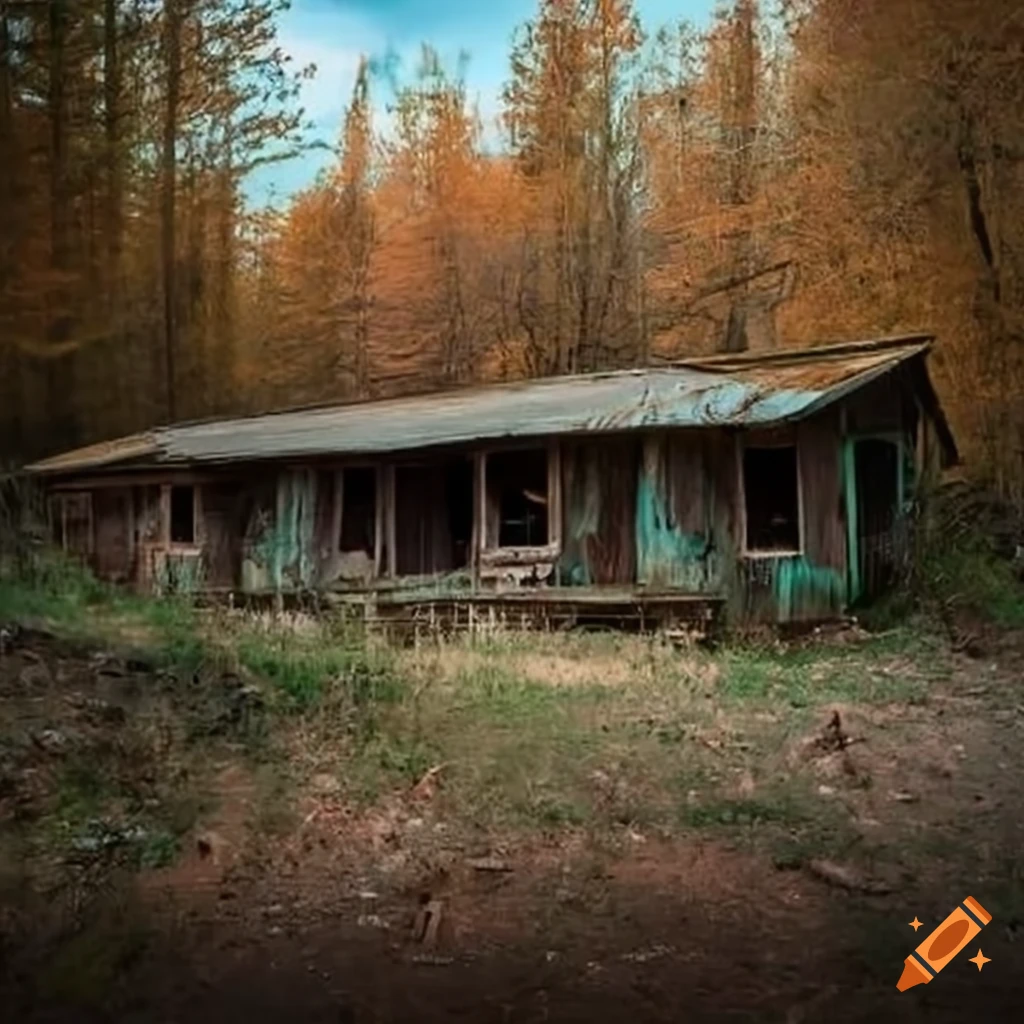 Dilapidated old motel in the woods on Craiyon