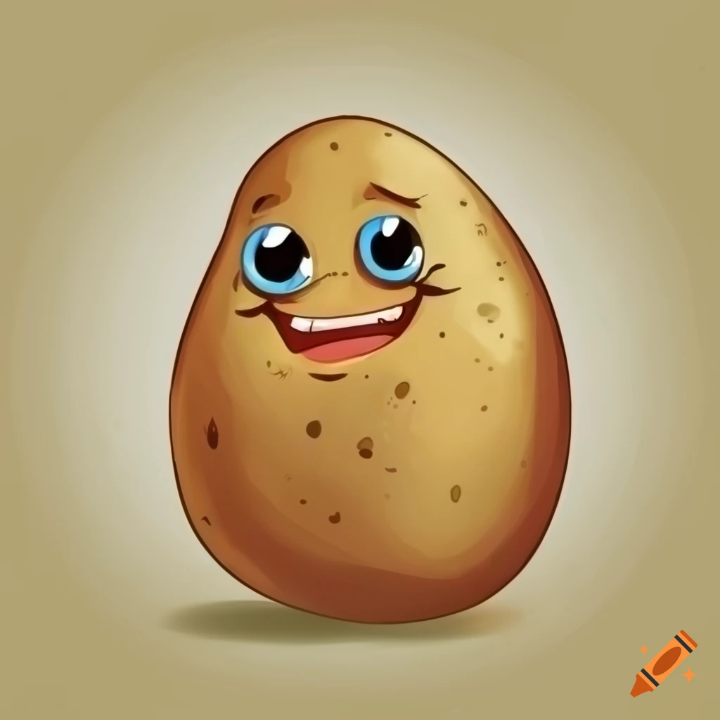 Happy cartoon potato character on Craiyon