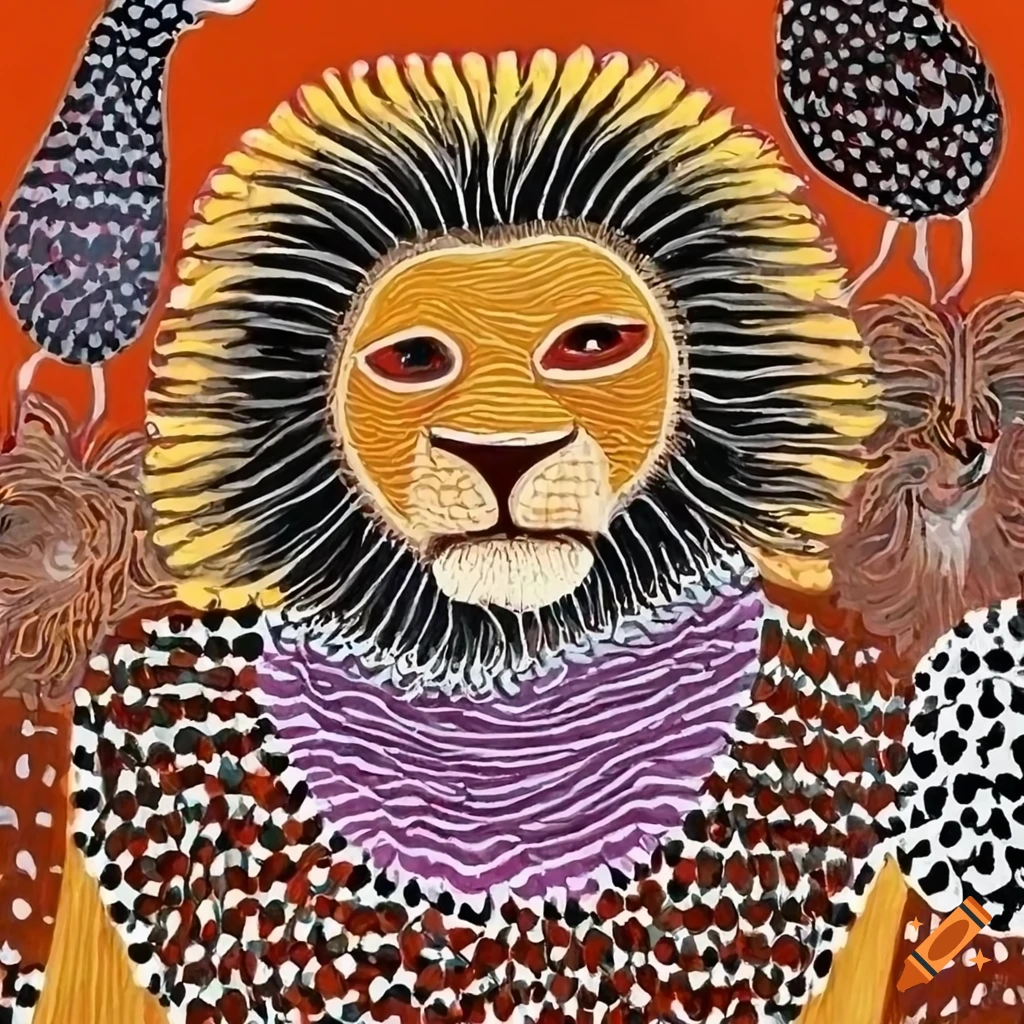Lion wearing sheep clothes in tinga tinga style painting on Craiyon