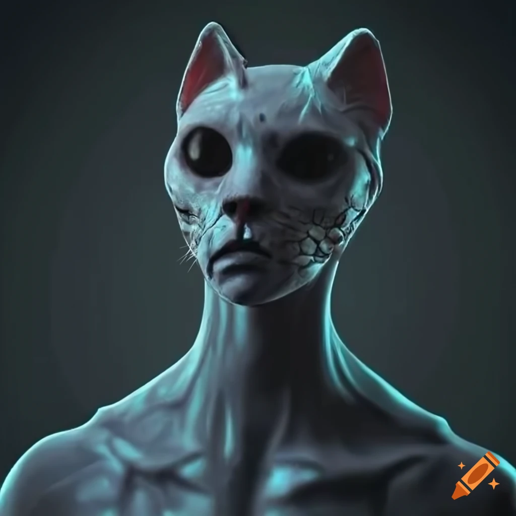 Shadow humanoid with black scales and cat features on Craiyon