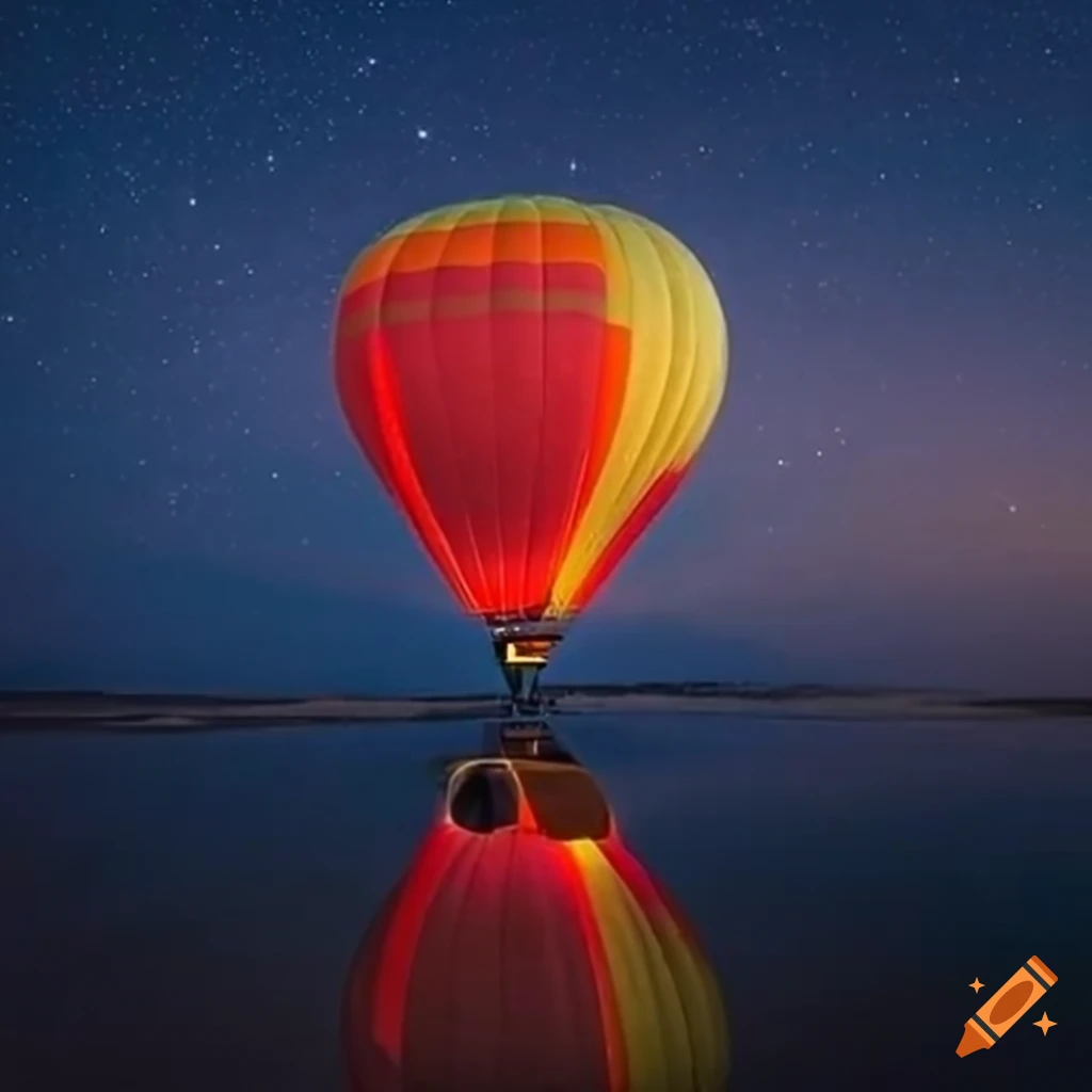 Night sky with hot air balloons on Craiyon