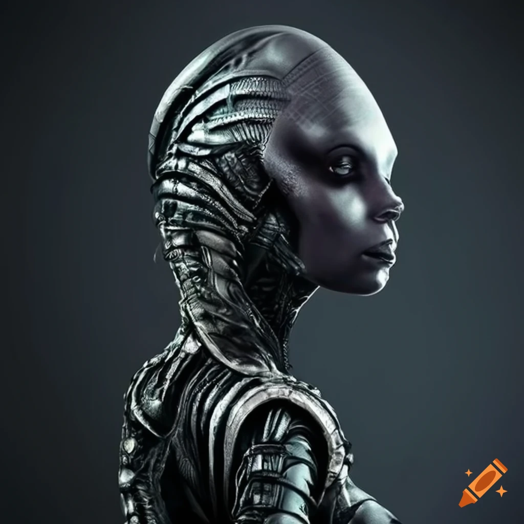 Biomechanical alien high fashion black outfit on Craiyon