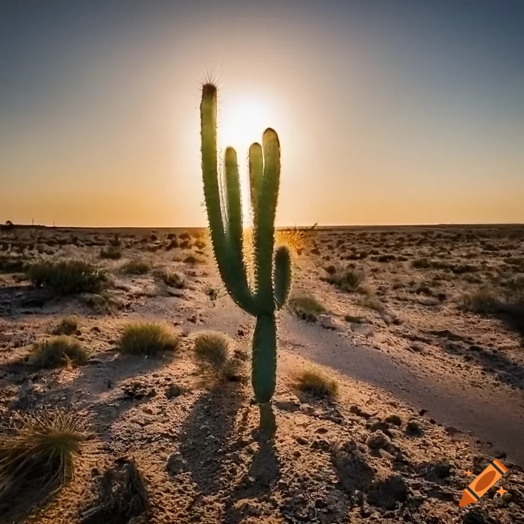 Desert landscape with cactus in high quality on Craiyon