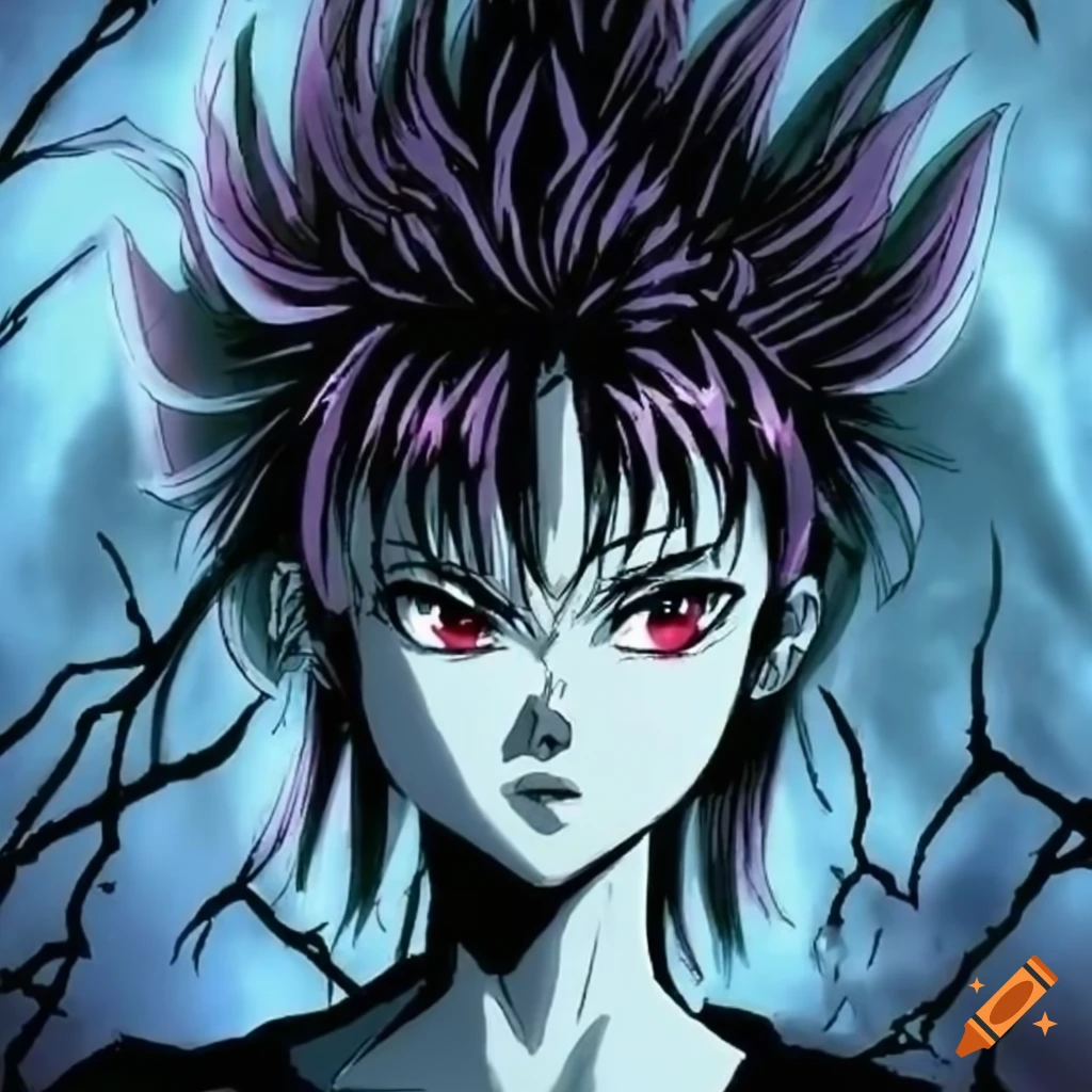 Yuyu hakusho manga style evil girl character on Craiyon