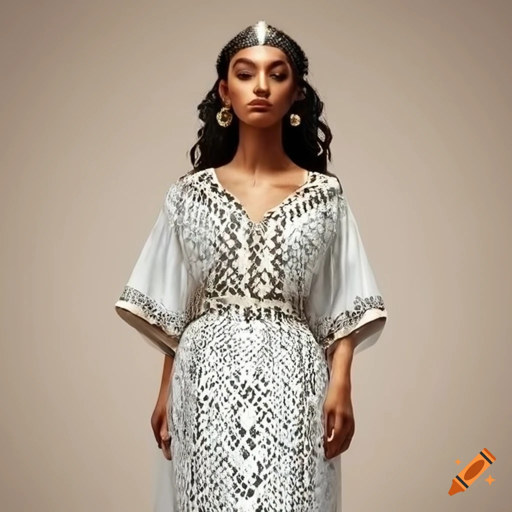 Light white moroccan dress with snake print patterns on Craiyon
