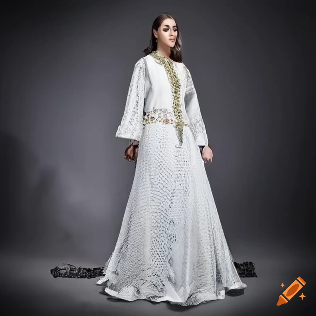 White moroccan dress with snake scale pattern on Craiyon