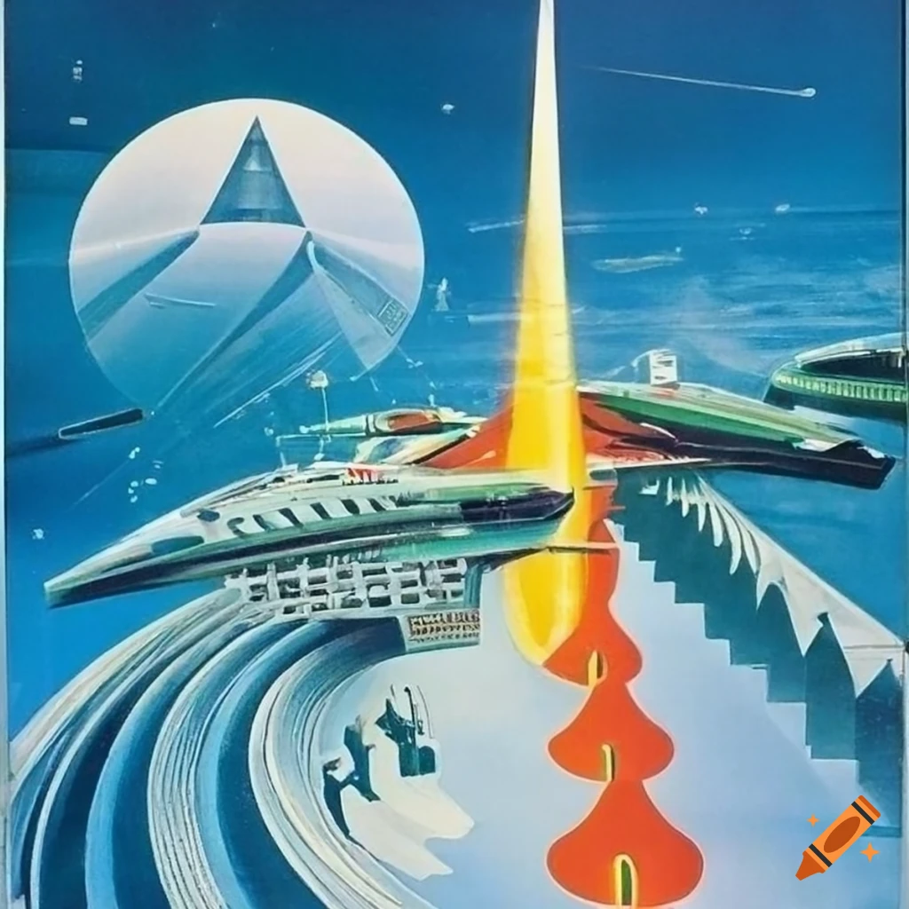 1970s optimistic utopian futurist science fiction movie poster for 'The ...